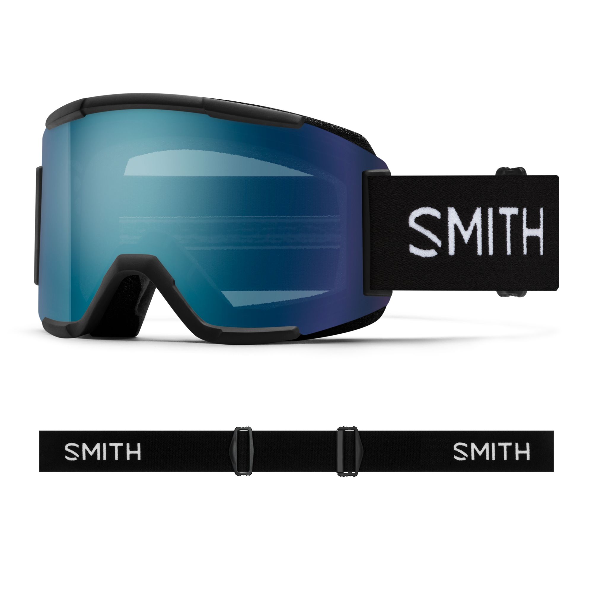 Smith Squad Ski & Snowboard Goggles - Black with Everyday Blue Mirror ...