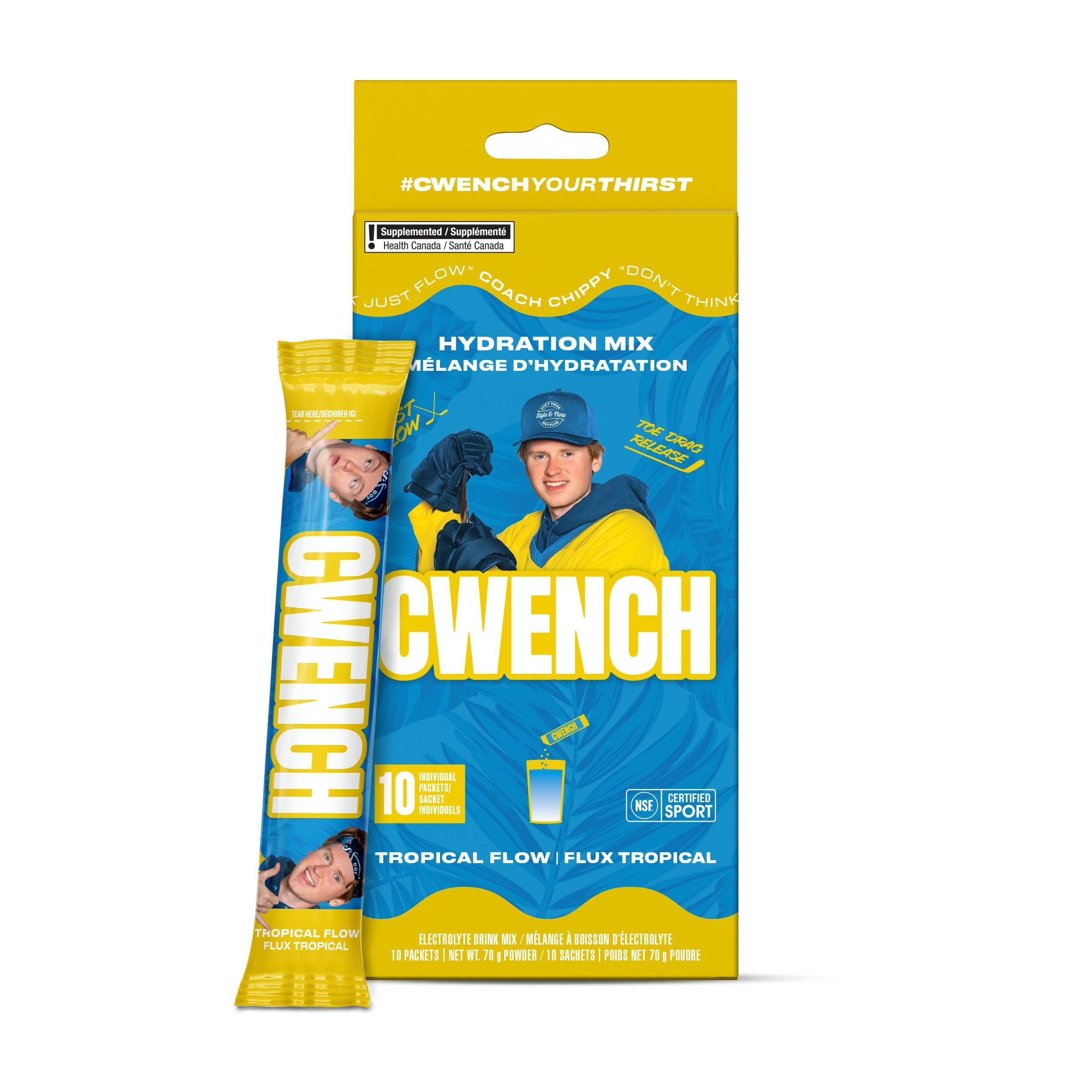Cwench Hydration Mix Tub Powder - 10 Count Box - Chippy Tropical Flow ...