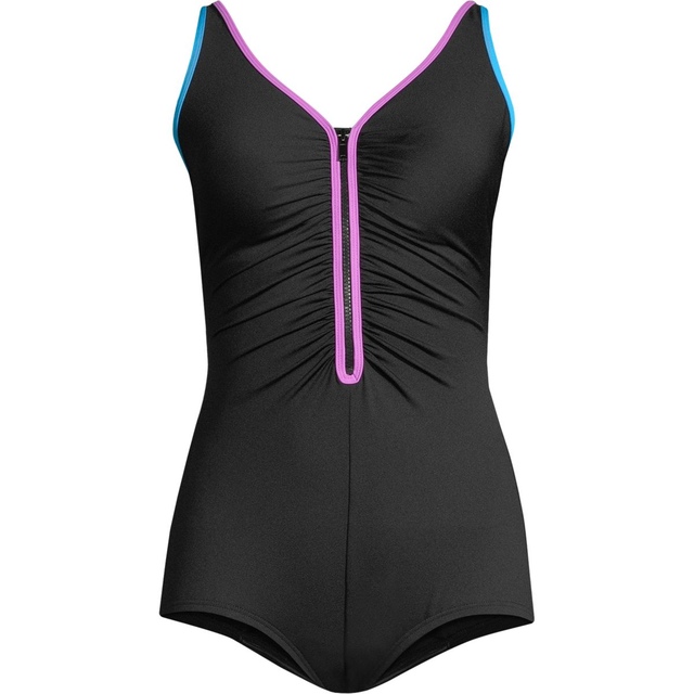 Gabar Women's Front Zip Shirred One Piece Swimsuit Bathing Suit, Sport 
