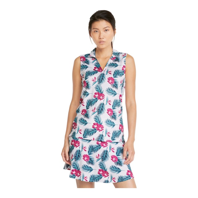 PUMA Golf Women's CLOUDSPUN Paradise Print Sleeveless Polo T Shirt ...