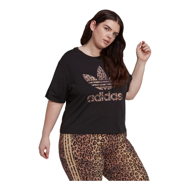 adidas Originals Women's Leopard Cotton Jersey T Shirt, Plus Size ...