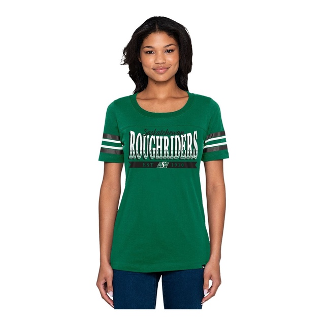 Saskatchewan Roughriders New Era Women's Stripe Sleeve Yoke T Shirt ...