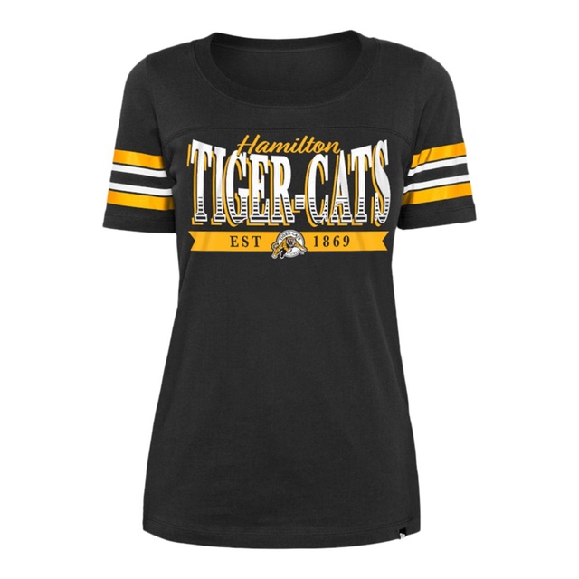 Hamilton Tiger Cats New Era Women's Stripe Sleeve Yoke T Shirt | SportChek