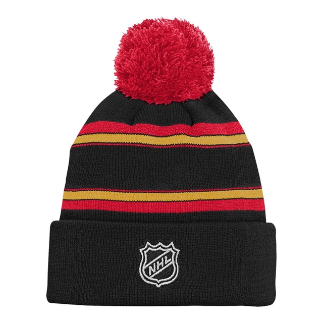 Youth Calgary Flames 3rd Jersey Jacquard Cuffed Pom Knit | SportChek