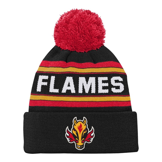 Youth Calgary Flames 3rd Jersey Jacquard Cuffed Pom Knit | SportChek