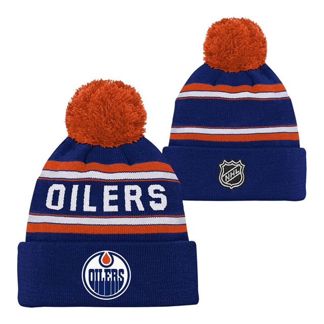 Child Edmonton Oilers Wordmark Jacquard Cuffed Pom Knit | SportChek