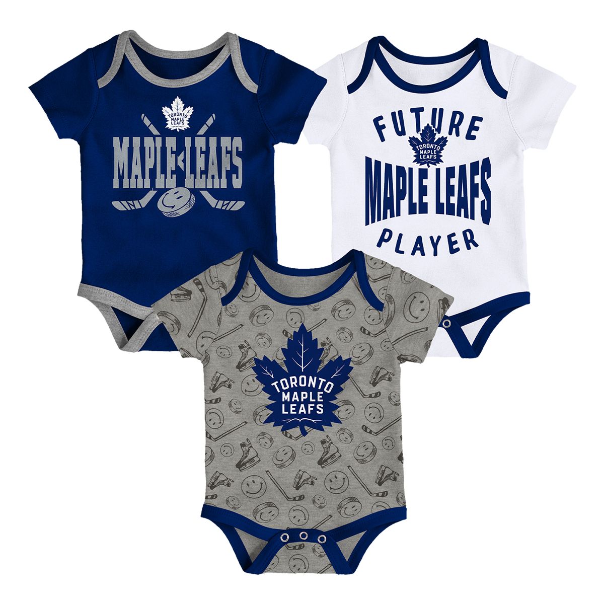 Infant Toronto Maple Leafs NHL Full Strength 3 Piece Creeper Set ...