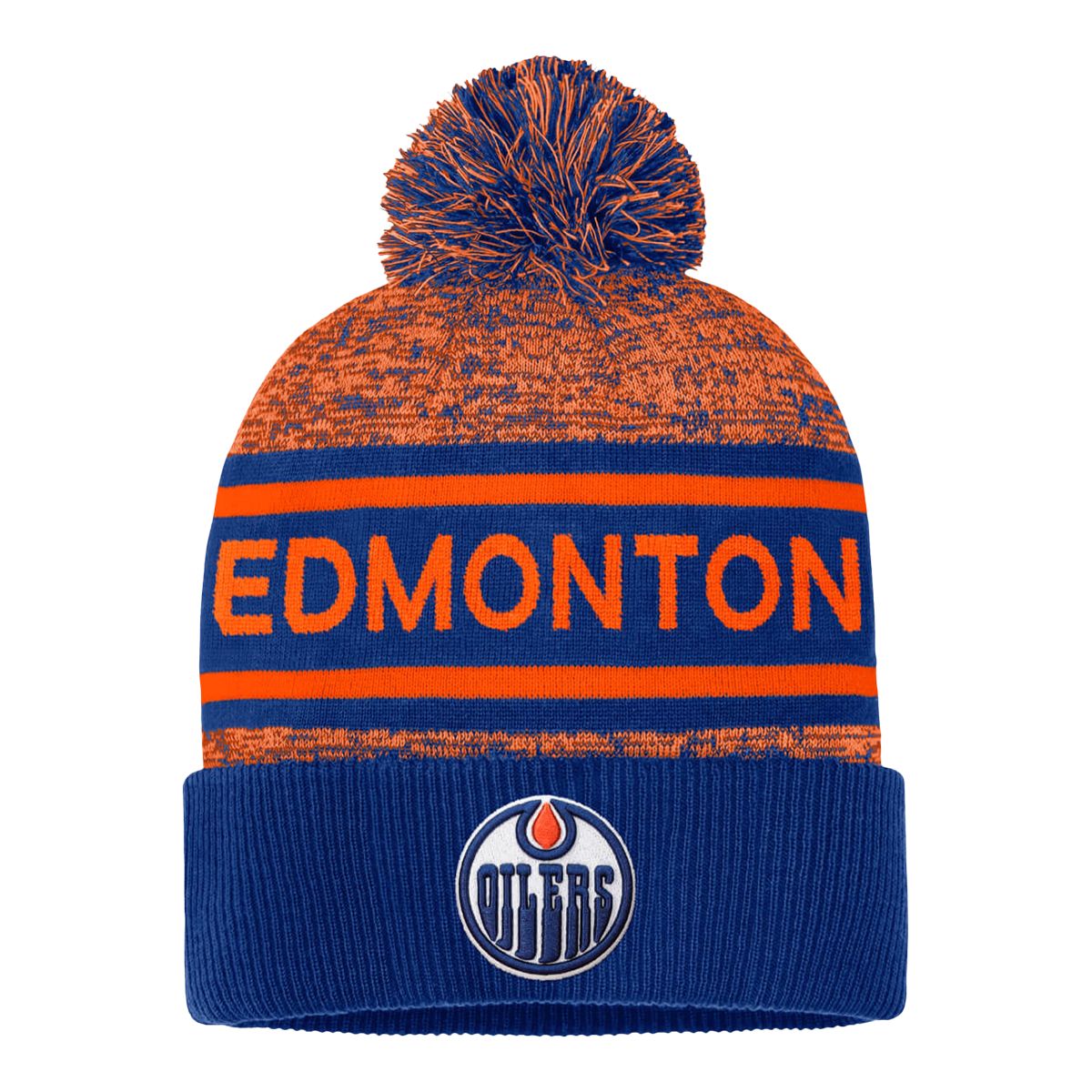Edmonton Oilers Fanatics Authentic Pro Heathered Cuffed Pom Knit ...