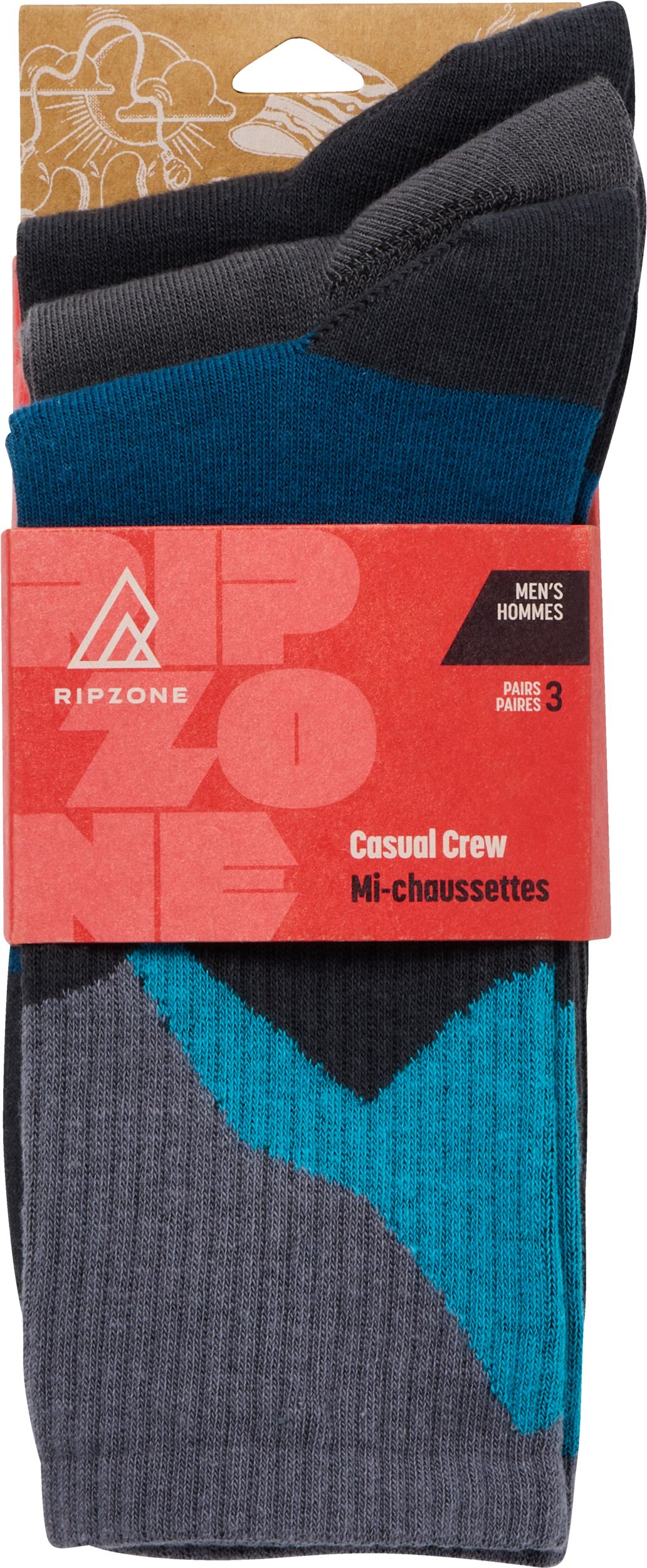 Ripzone Men's Groovy Blocks Crew Socks - 3pk | SportChek