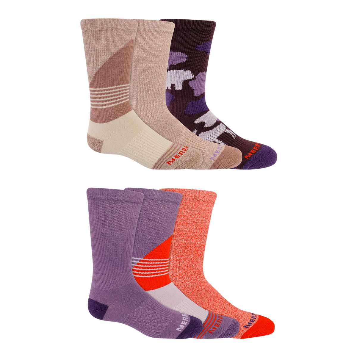 Merrell Girls' Hybrid Hike Crew Socks - 6 Pack | SportChek